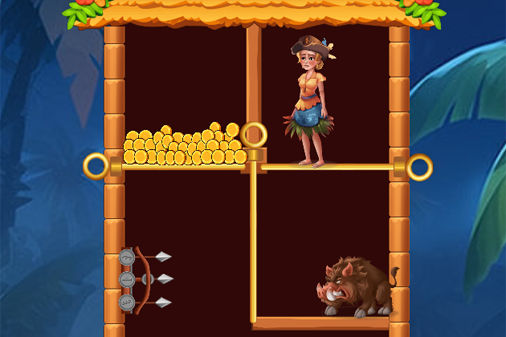 不幸な女性を救うピン抜きパズル【HOME PIN 2】 ｜ DLなし無料ゲーム｜おもげーむ